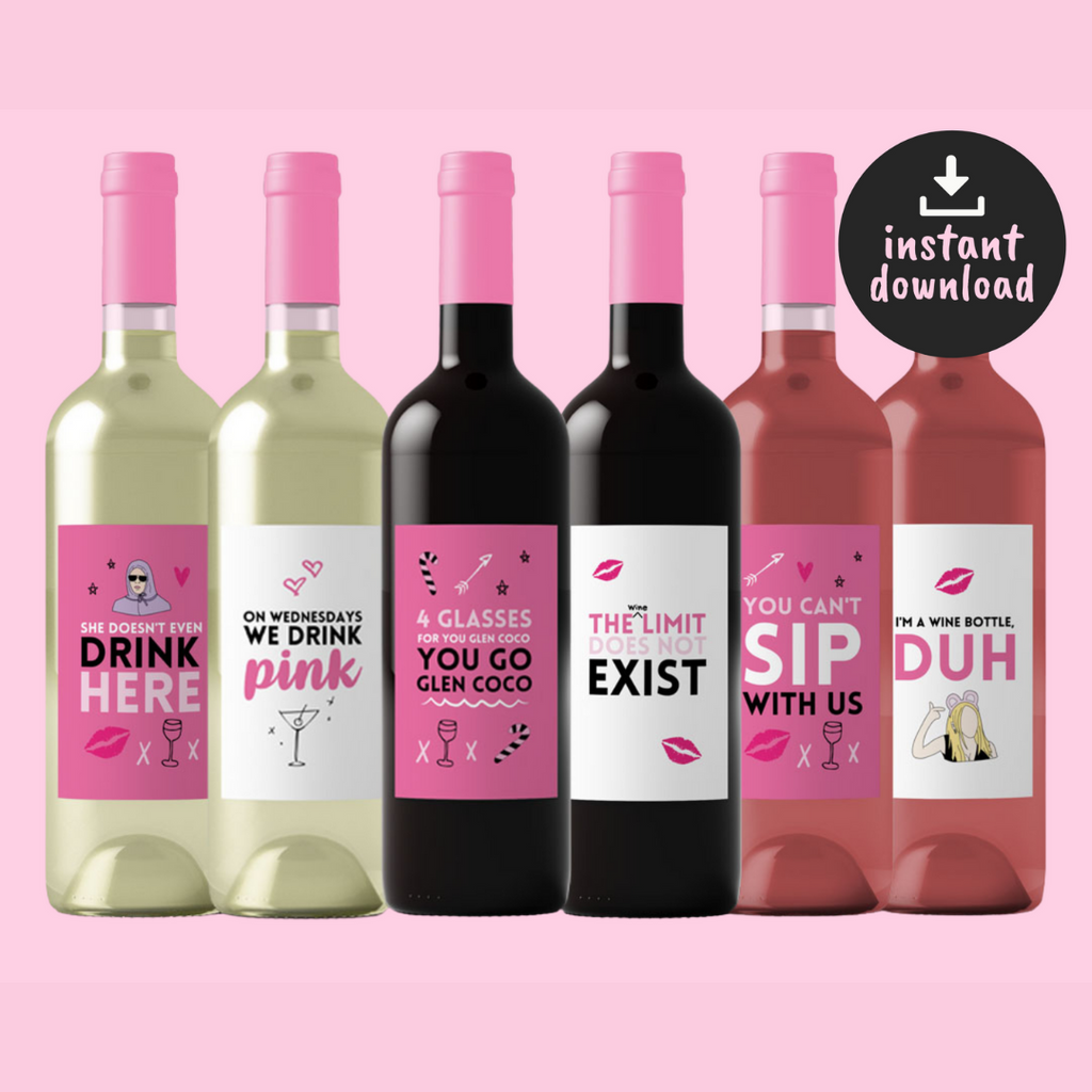 Printable Mean Girls Party Wine Labels / Stickers - Instant Download ...